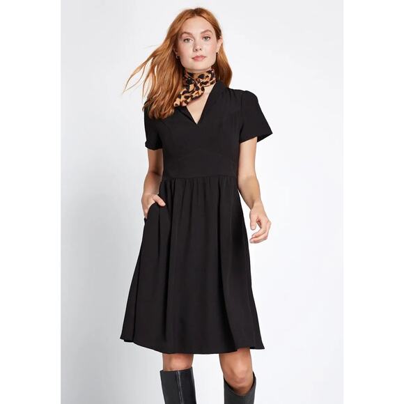Modcloth | Dresses | Modcloth Black Retro Collared Tradwife 5s Pinup ...
